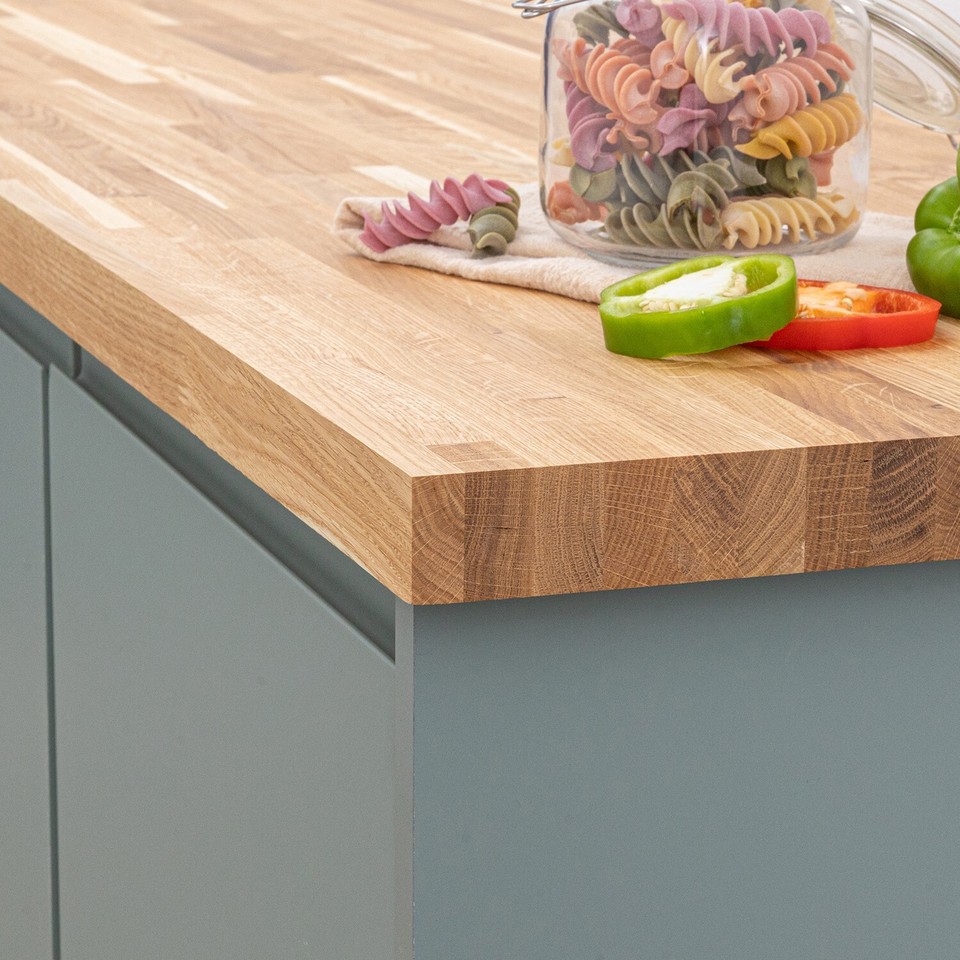 Solid Oak Kitchen Wood Worktops | 2M 3M Wooden Countertops | 40mm Thick ...