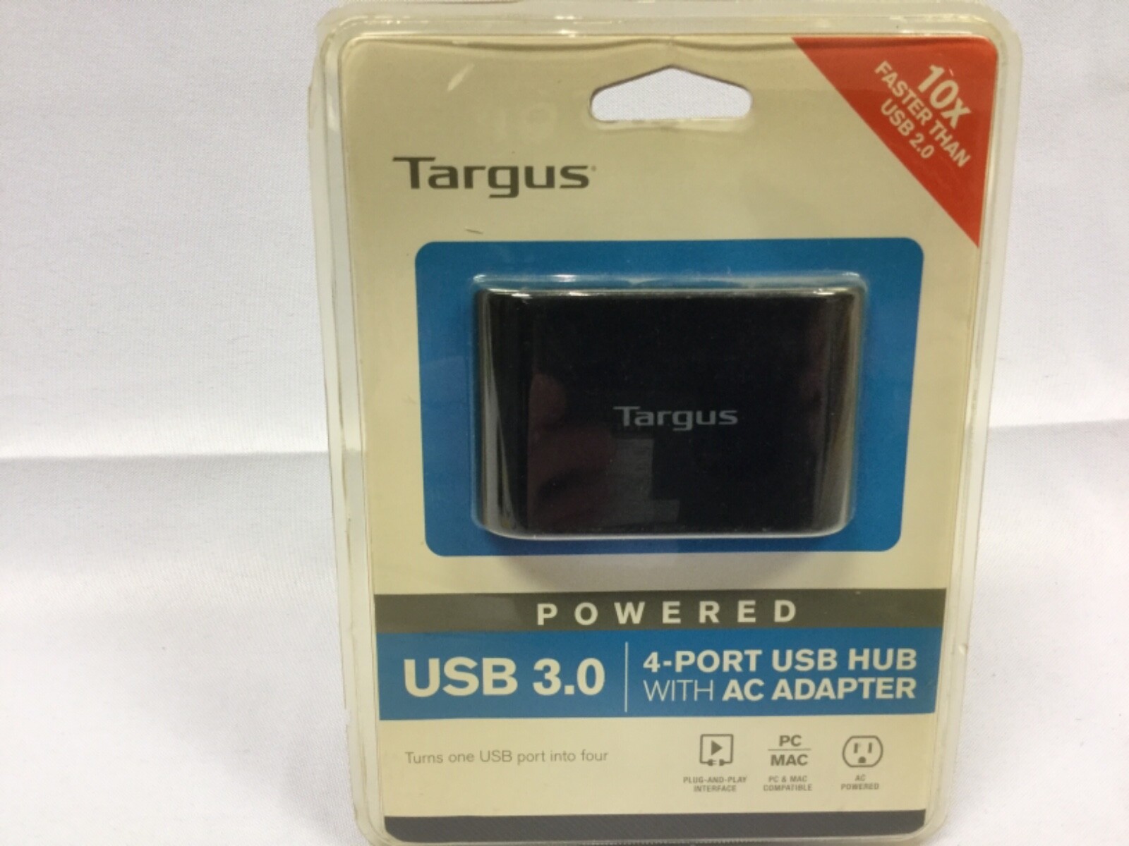 Targus 4-Port USB 3.0 SuperSpeed Hub with AC Adapter and 5-Foot Cable ...