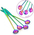4 Pcs Rainbow Flower Spoon Set Stainless Steel Reusable Long Spoons ...