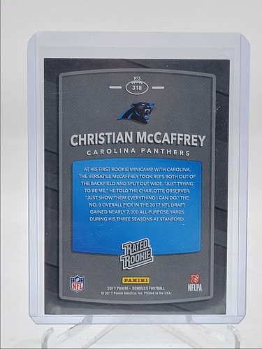 CHRISTIAN MCCAFFREY 2017 DONRUSS RATED ROOKIE FOOTBALL PANTHERS RC ...