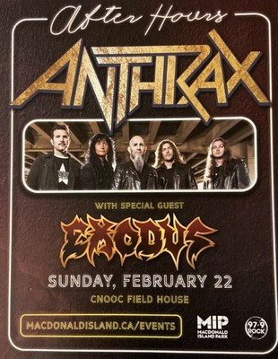 ANTHRAX/EXODUS 2026 Alberta Concert A4-Sized Flyer High Quality Carded ...