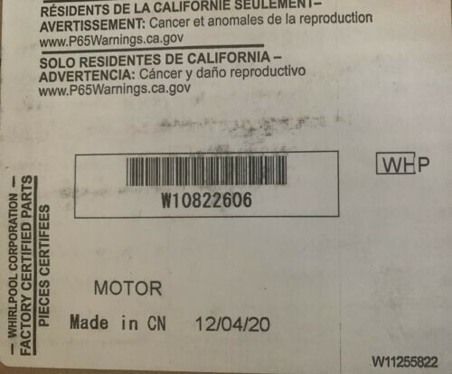 WHIRLPOOL MOTOR W10822606/ GENUINE PART/ BRAND NEW | eBay