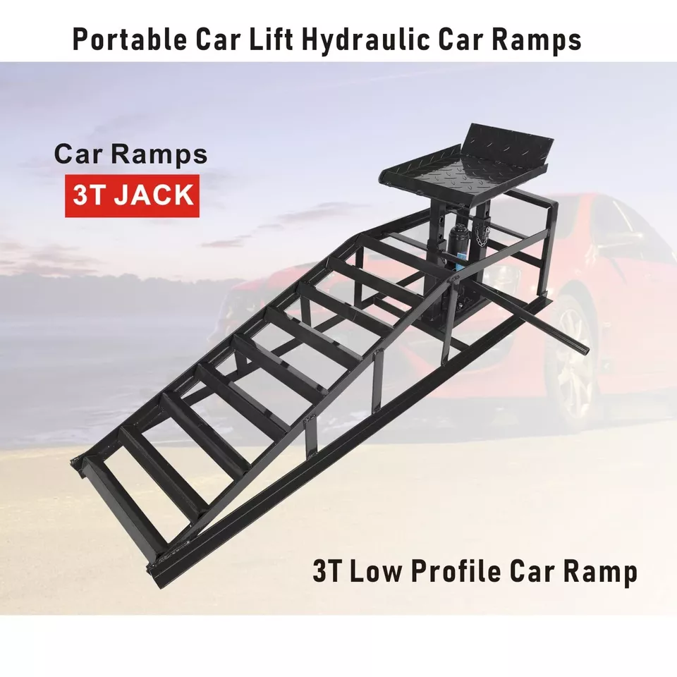 Portable Car Lift Hydraulic Car Ramps 3T Low Profile Car Service Ramps ...