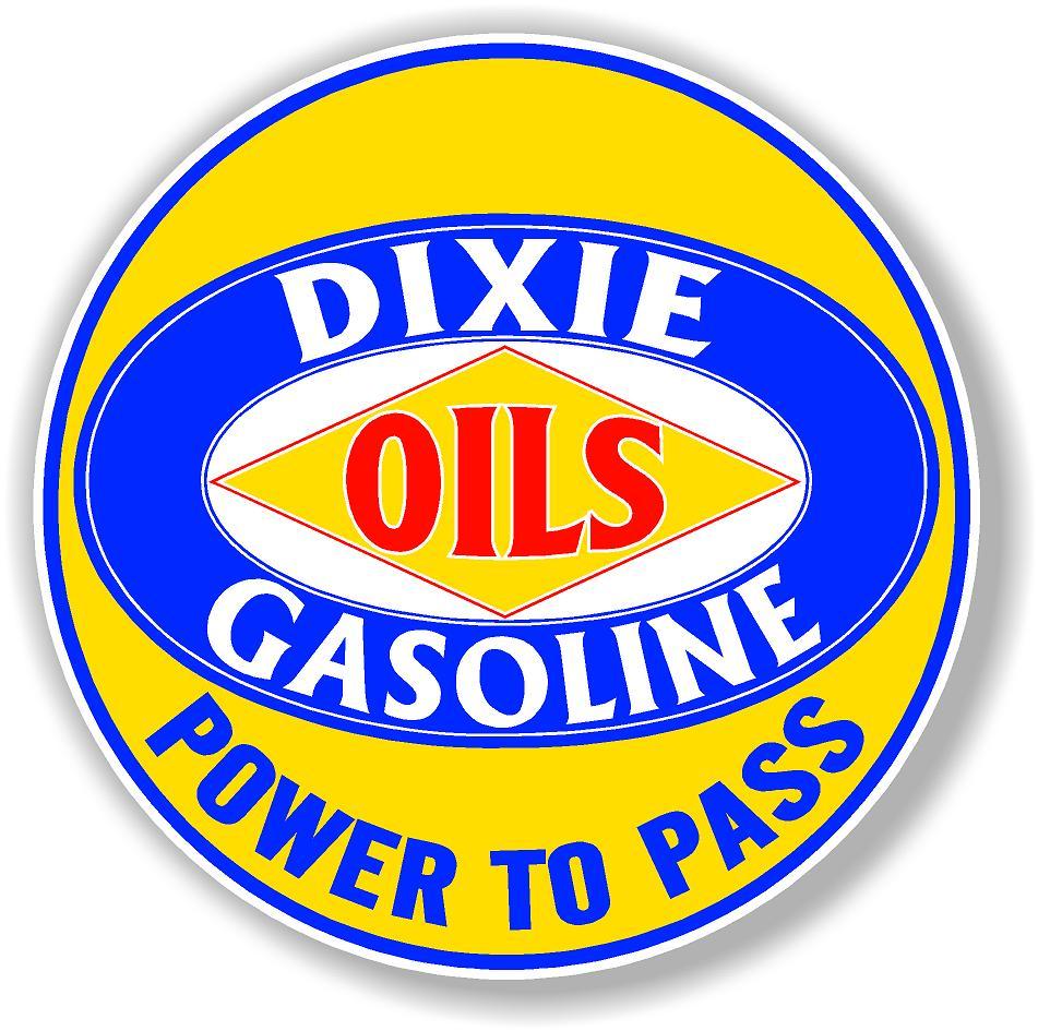 12" 1920'S-40'S DIXIE GASOLINE POWER TO PASS VINYL DECAL OIL CAN GAS ...