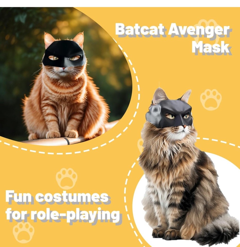 Viral Pet Mask, Cat Batman Face Mask. BAT CAT Cosplay Halloween Batman ...