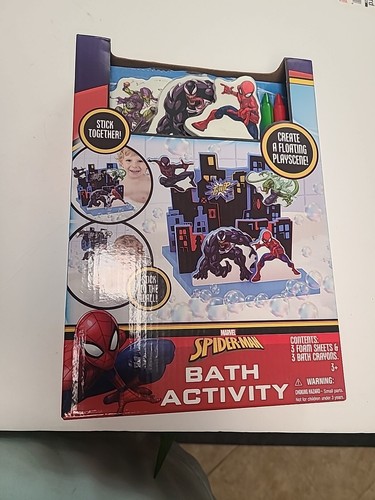 NEW Marvel Spider-Man Bath Activity Gift Set 3 Foam & Crayons Floating ...