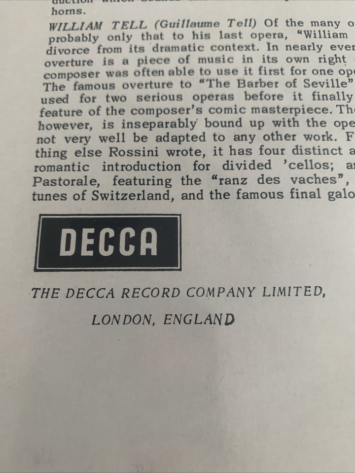 SXL 2266 PIERINO GAMBA - ROSSINI Overtures - DECCA orig LP Vinyl Record ...