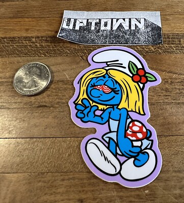 Strangelove Skateboards X Todd Bratrud Smurf Girl Stoned sticker 420 | eBay