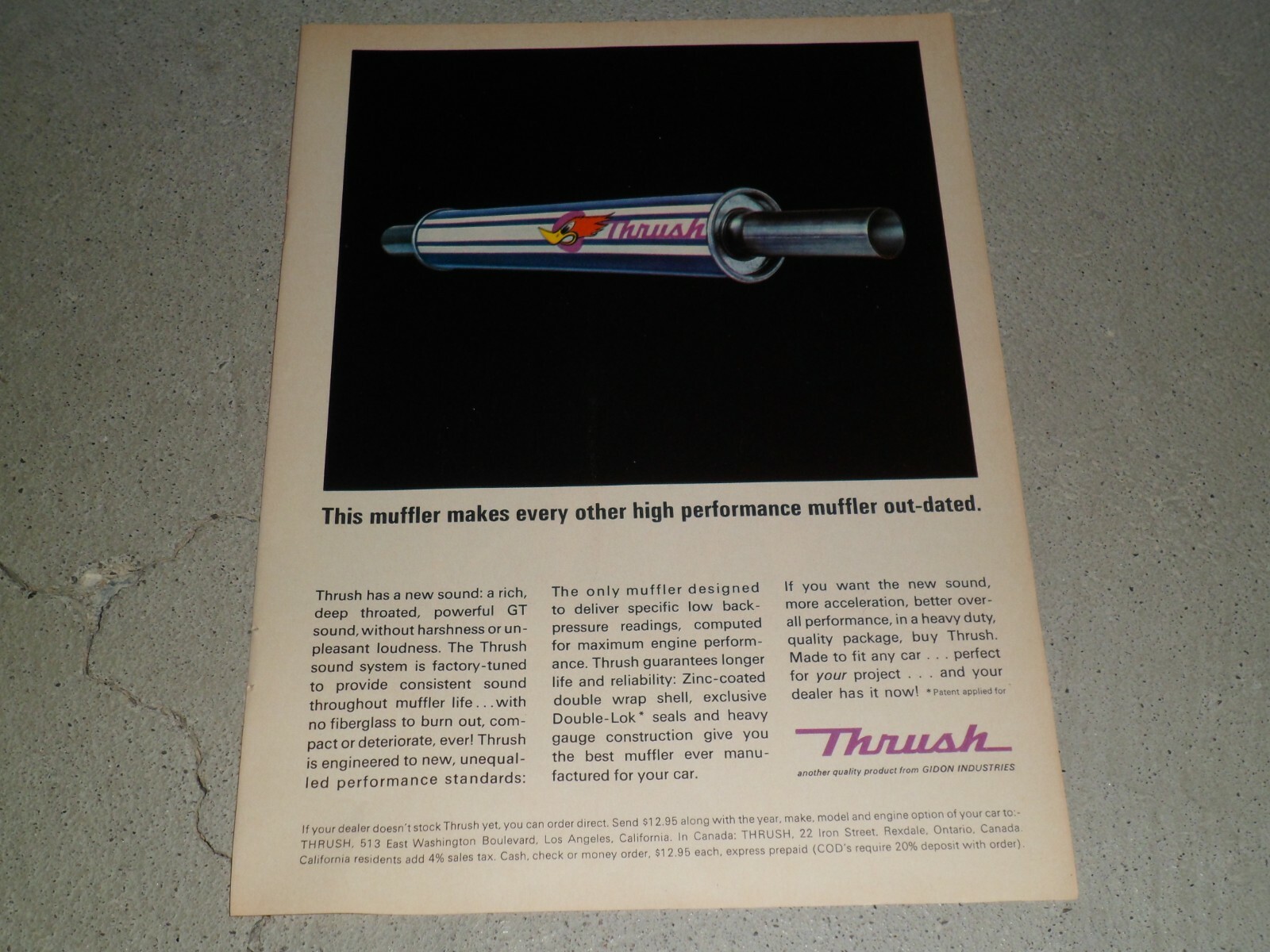 VARIOUS VINTAGE THRUSH MUFFLER MUFFLERS AD / ARTICLES - HUGE VARIETY ...