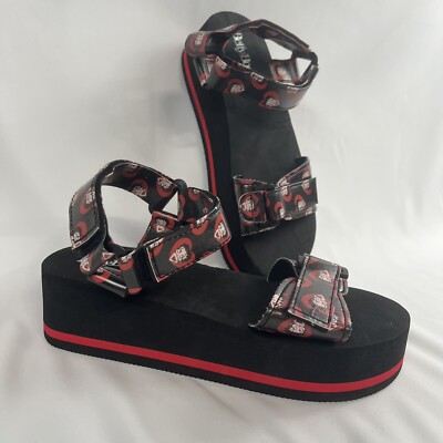 Betty Boop Size 8 Sandals Shoes Red Black Platform Strappy Wedge Women ...