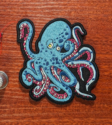 Blue Octopus Patch 3.5x3.75" Marine Animals Sea Creatures Embroidered ...