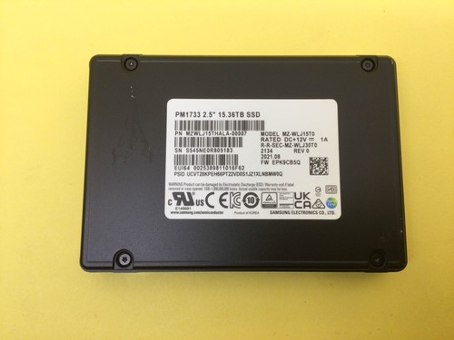 Samsung PM1733 15.36TB PCIe NVME U.2 2.5" SSD MZ-WLJ15T0 MZWLJ15THALA ...