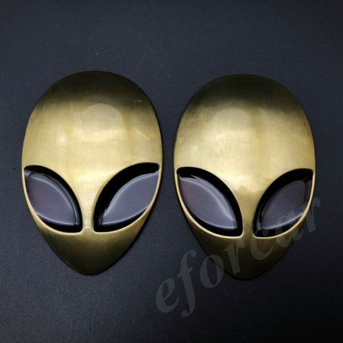 2x Big Bronze Metal Alienware Alien Head UFO Car Emblem Badge Decal ...