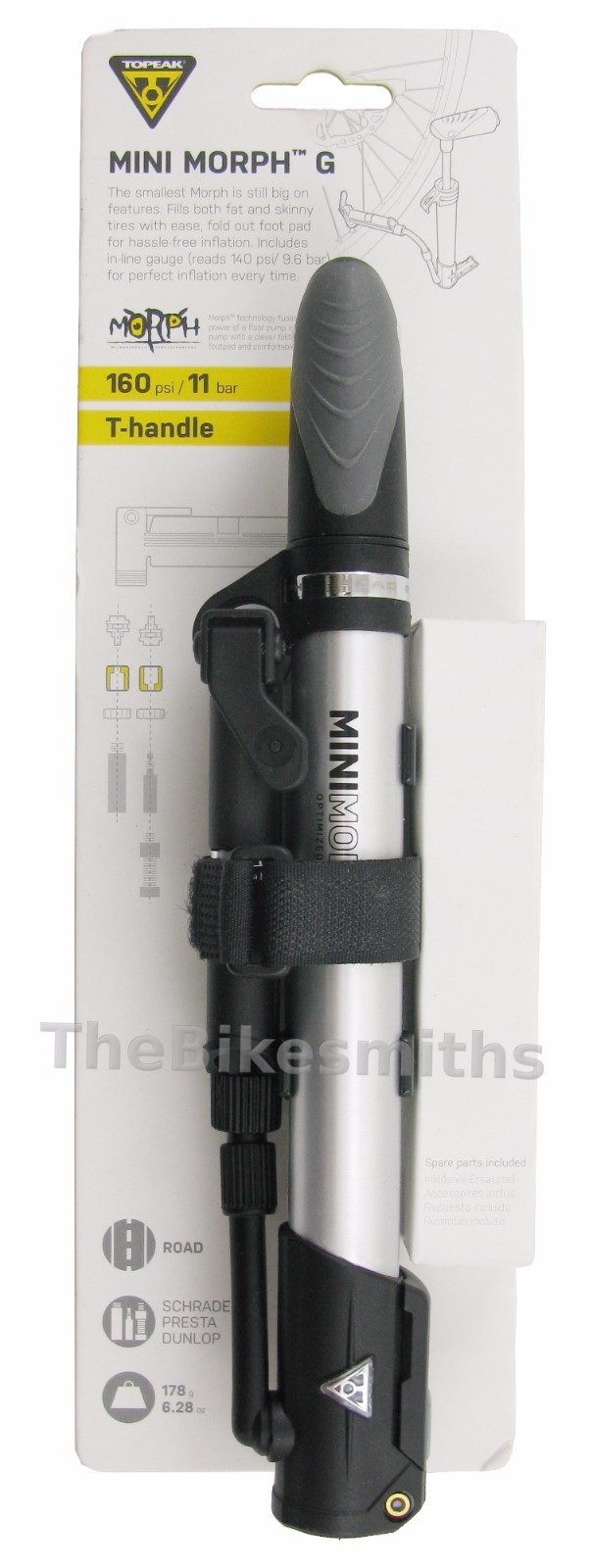 Topeak TMM-1G Mini Morph w/ Gauge Frame Alloy Bike Pump Easier to pump ...