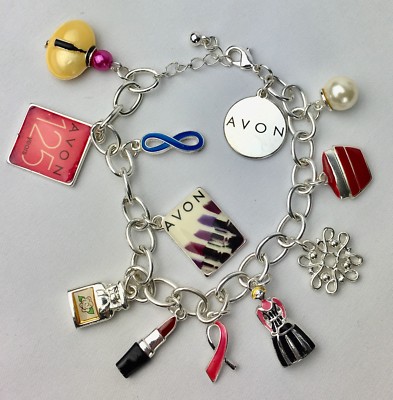 AVON Charms Bracelet Lipstick Perfume Charms Anniversary Enamel ...