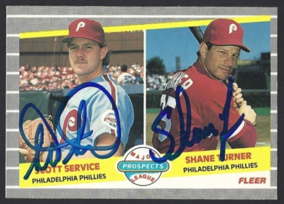 1989 Fleer baseball #653 Scott Service Shane Turner IP autograph signed ...