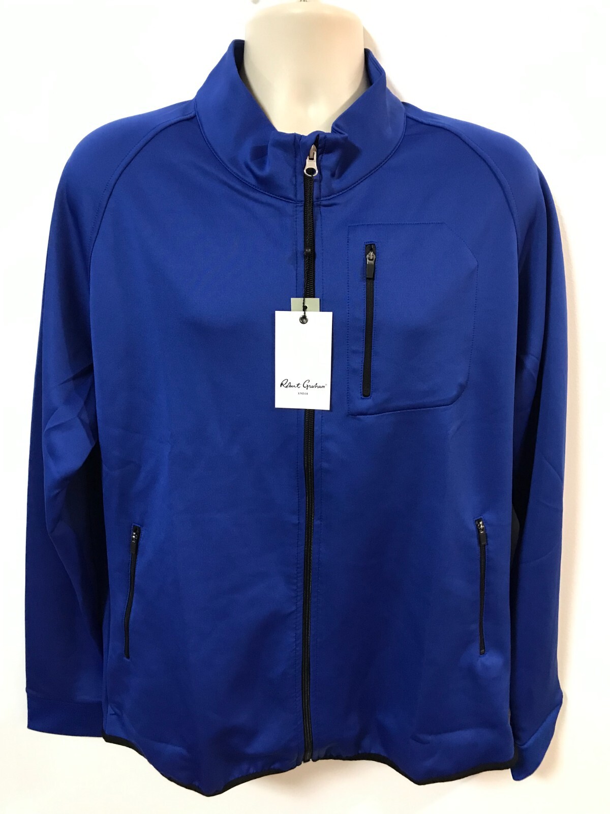 Robert Graham ERASMUS Men's Size 2XL Blue Full Zip Stretch Jacket $198 ...