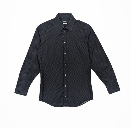 Dolce & Gabbana Gold Micro Dot Long Sleeve Button Up Shirt Size 39 15 1 ...