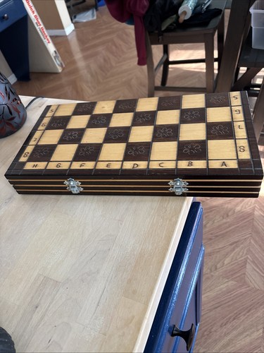 Wooden Chess Set Made in Poland Brown Foldable Case/Board | eBay
