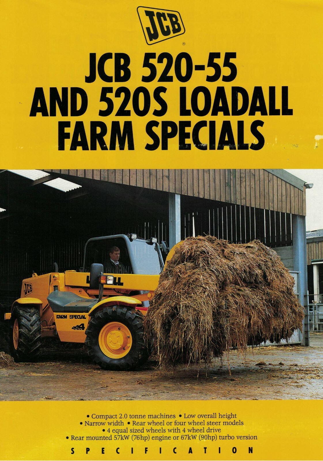 JCB 520-55 520S Loadall Farm Specials Brochure / Leaflet 1996 9875F ...