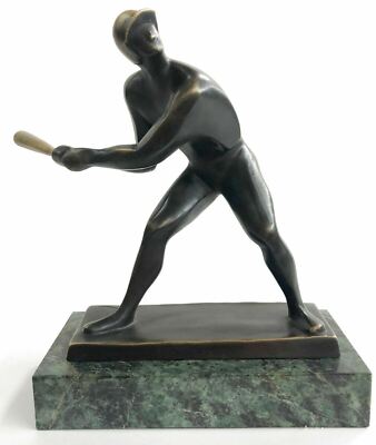 Real Bronze Statue Baseball BATTER little league Figure Garden Yard Art ...