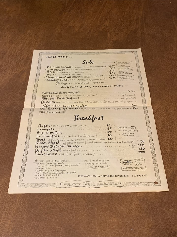 Vintage Rare Wanigan Eatery Bay City Michigan Menu | eBay