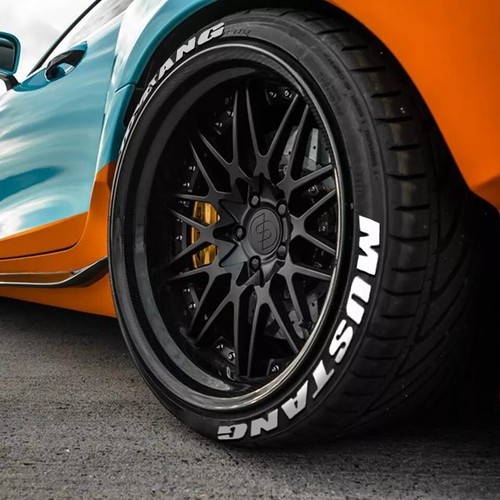 White MUSTANG Tire Lettering Sticker 1.06'' 14''-22'' Wheel 8 Sets ...