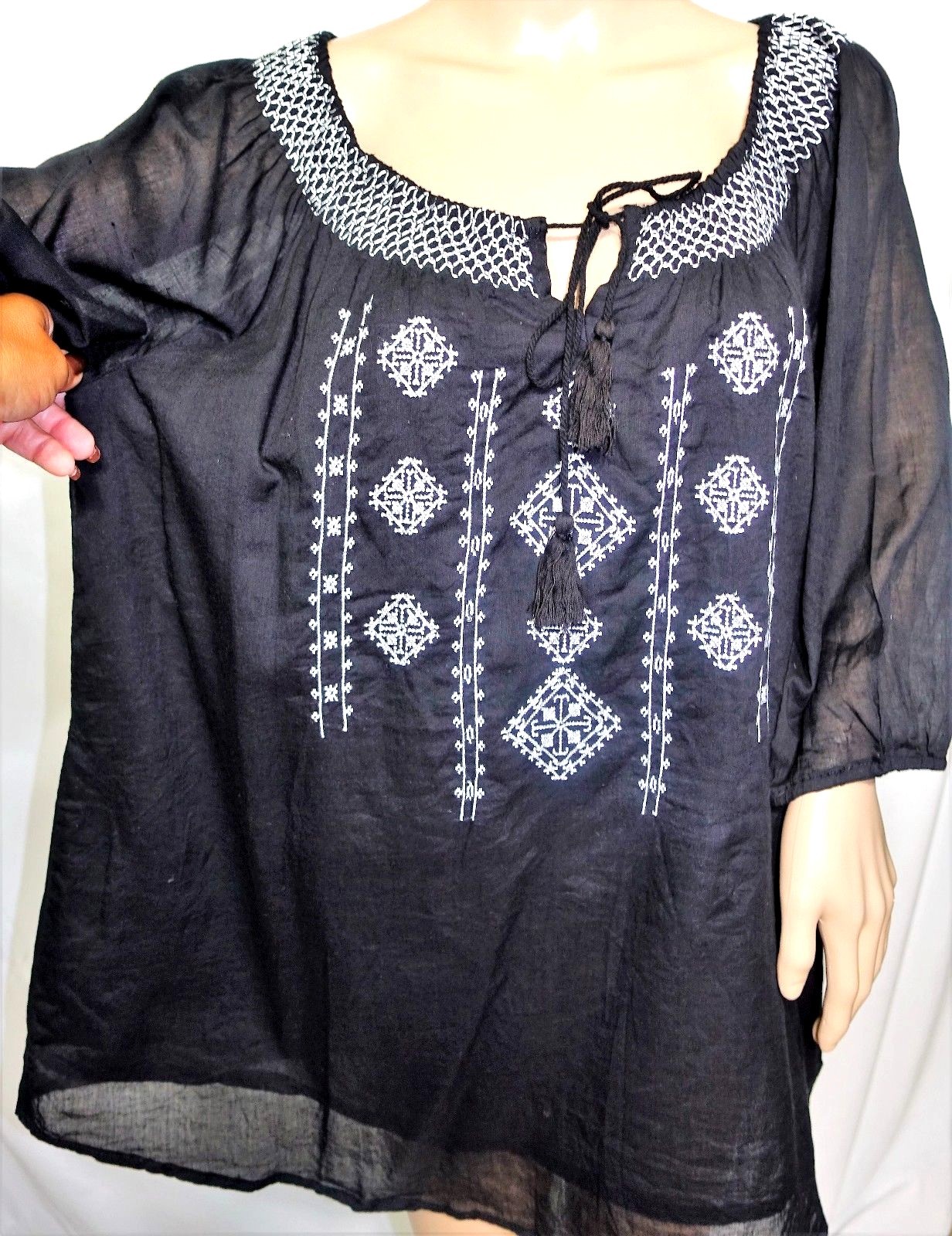 Unique Spectrum Women Plus Size 1x 2x Black Boho Gypsy Lined Cotton ...