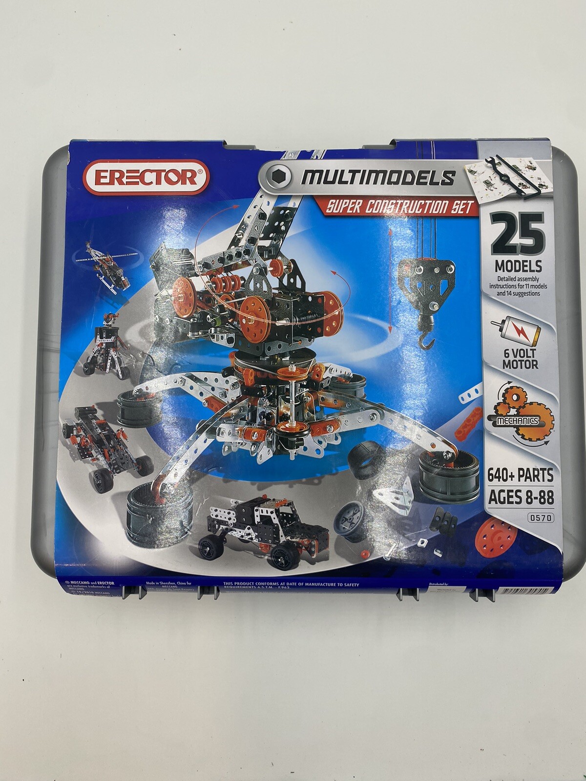 Meccano Erector 638-Piece Super Construction 25-in-1 Motorized Building ...