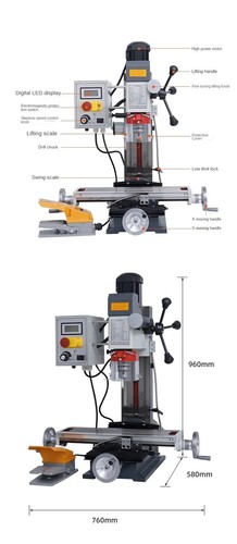 Milling Machine Multifunctional Home Drilling and Milling Machine 1100W ...