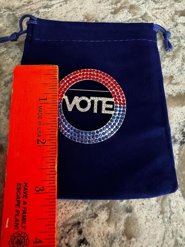 USA Patriotic Red White and Blue Crystal Rhinestone Vote Pin - American ...