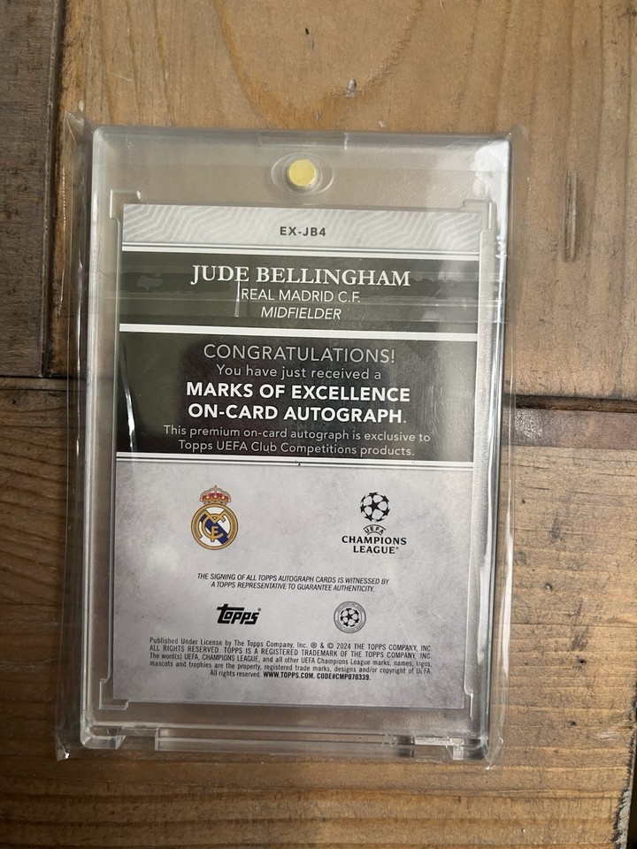 2023-24 Topps JUDE BELLINGHAM /99 Auto Green Marks Of Excellence SP #EX ...