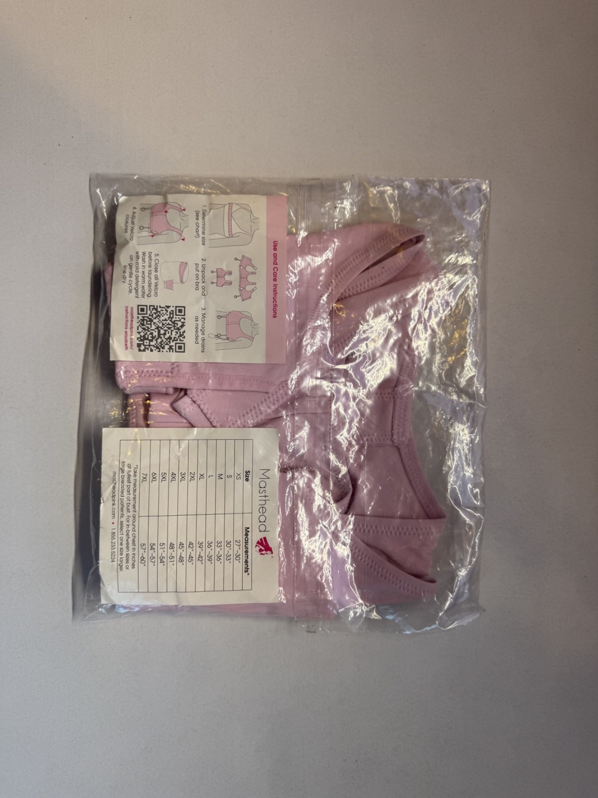 Masthead Elizabeth Pink Surgical Bra Size Medium Front Closure ...