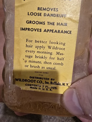 Vintage Wildroot Hair Formula Glass Bottle. Wildroot Co. Buffalo, NY ...
