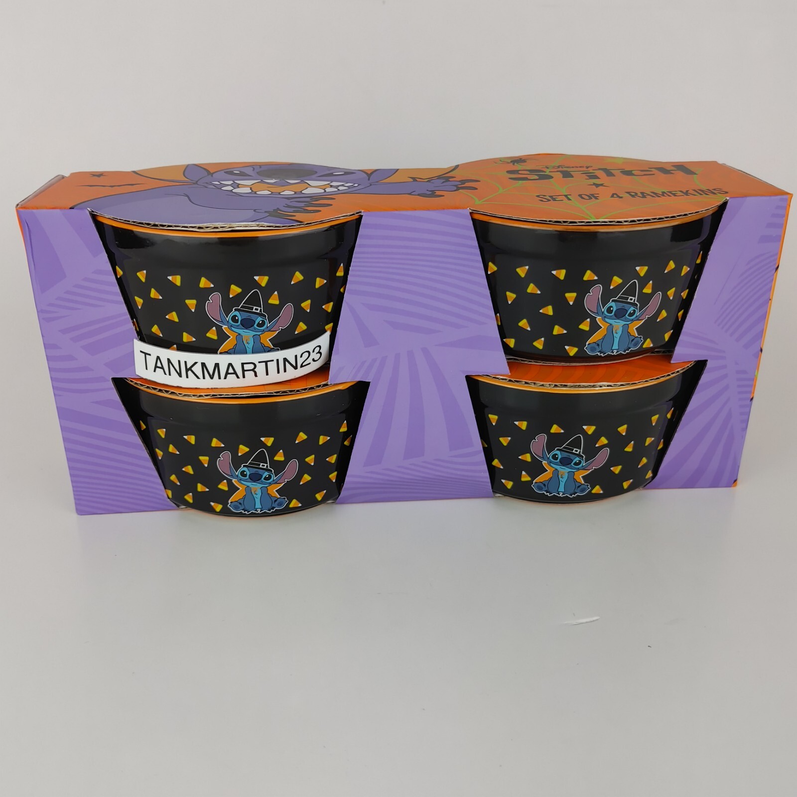 Set of 4 Disney Ceramic Halloween Ramekins Stitch Candy Corn Witches ...