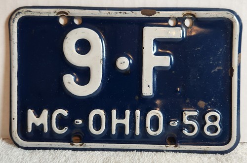 Vintage 1958 Ohio Motorcycle License Plate + 1963 OHIO MOTORCYCLE | eBay