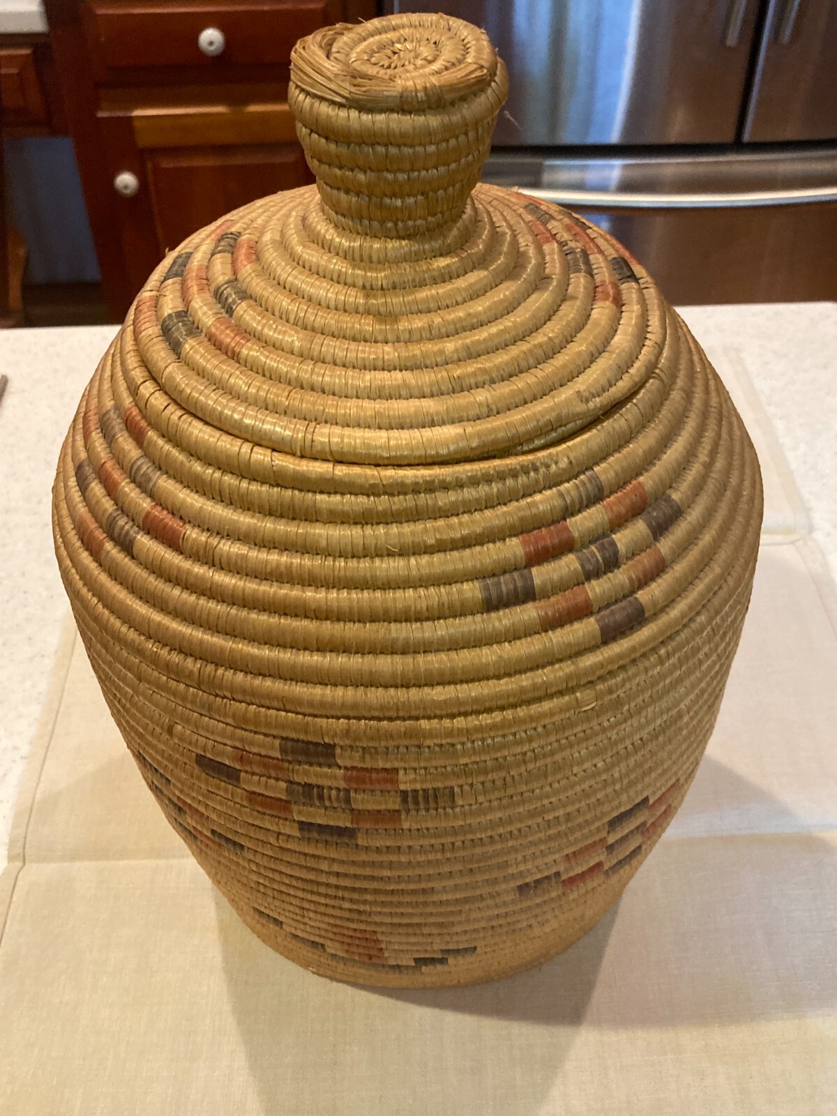 BEAUTIFUL VINTAGE LARGE NATIVE AMERICAN BASKET HOOPER BAY ESKIMO YUPIK ...