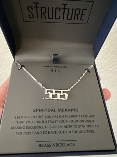 Structure Store Unisex Silver 555 Angel Numbers Necklace Layering ...