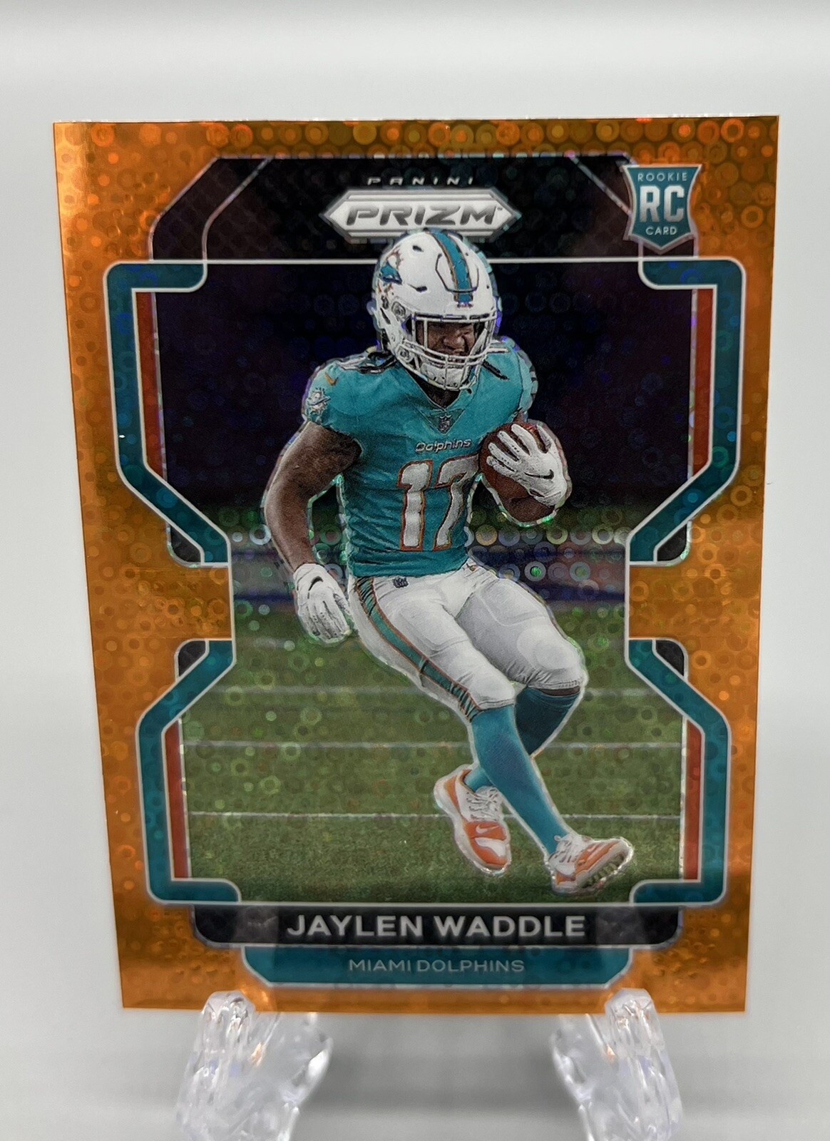 2021 Panini Prizm Jaylen Waddle Rookie Card Orange Disco - Miami ...