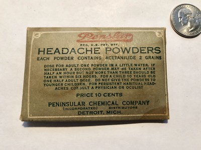antique medicine PENSLAR HEADACHE POWDERS NEW OLD STOCK Full Content | eBay