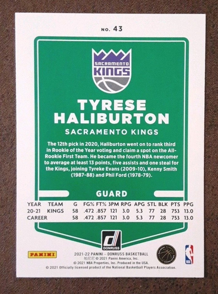 TYRESE HALIBURTON 2021-22 Panini Donruss #43 Holo Orange Laser Pacers. B2A | eBay