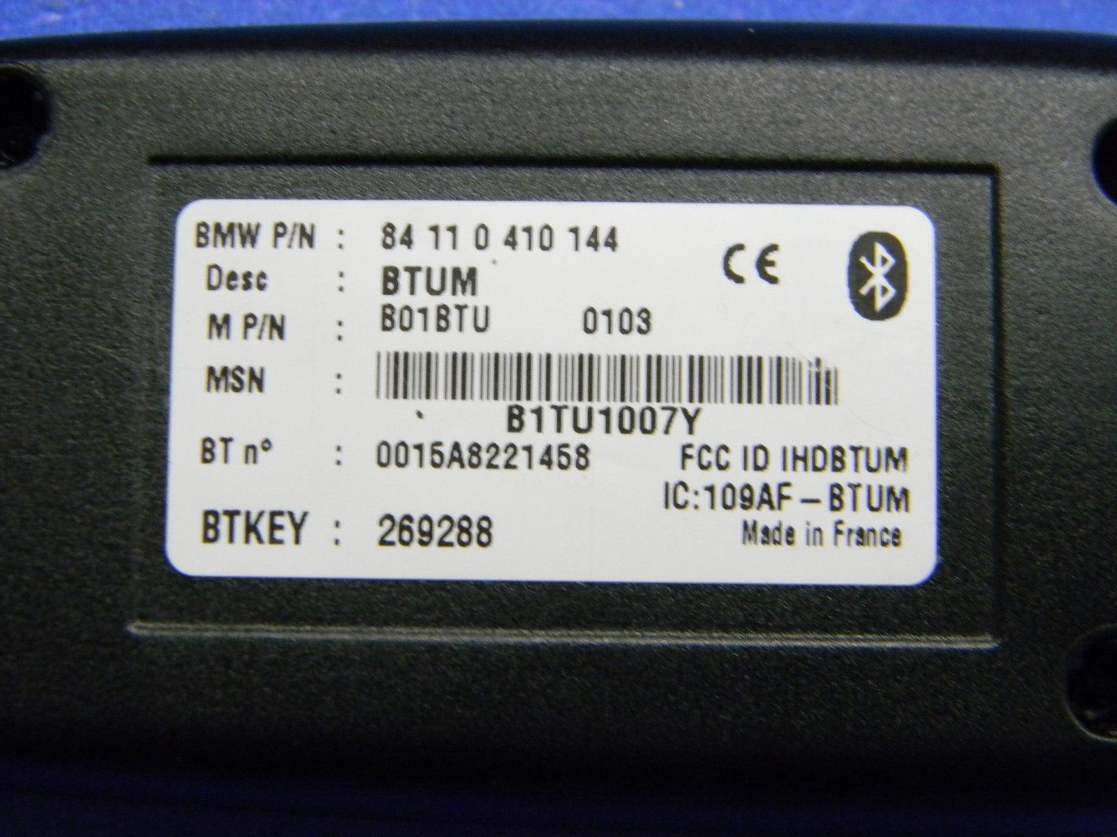 BMW BLUETOOTH ADAPTER DONGLE PHONE V60 INTERFACE 84110410144 OEM BMW ...