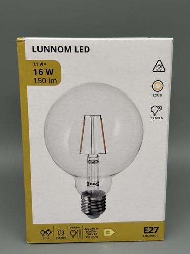 IKEA LUNNOM LED-Leuchtmittel E27 150 lm rund klar 95 mm | eBay.de