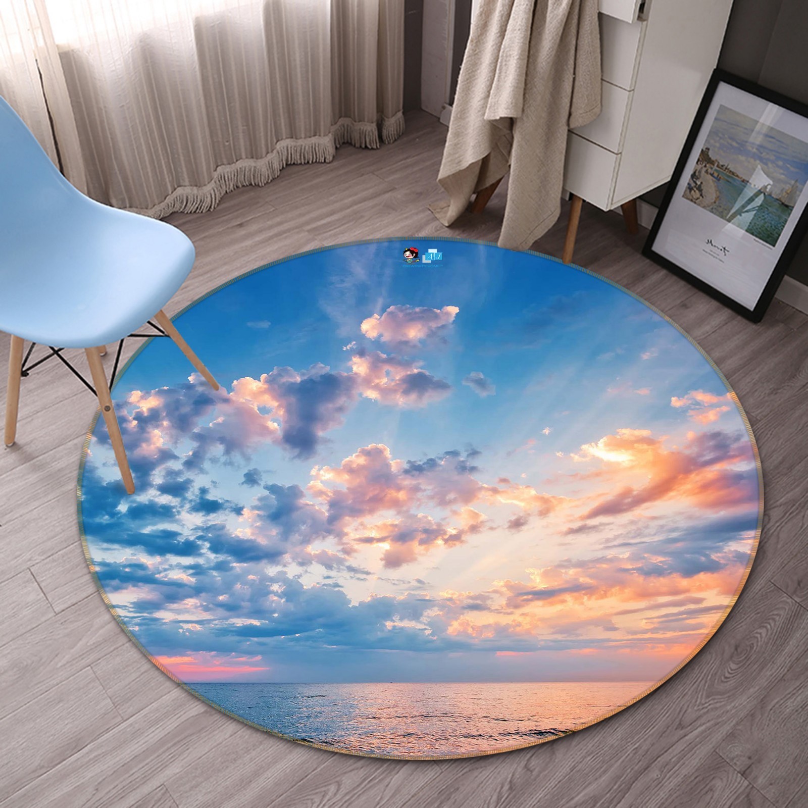 3D Clouds Dusk 0014 Non Slip Rug Mat Room Mat Round Elegant Carpet UK ...
