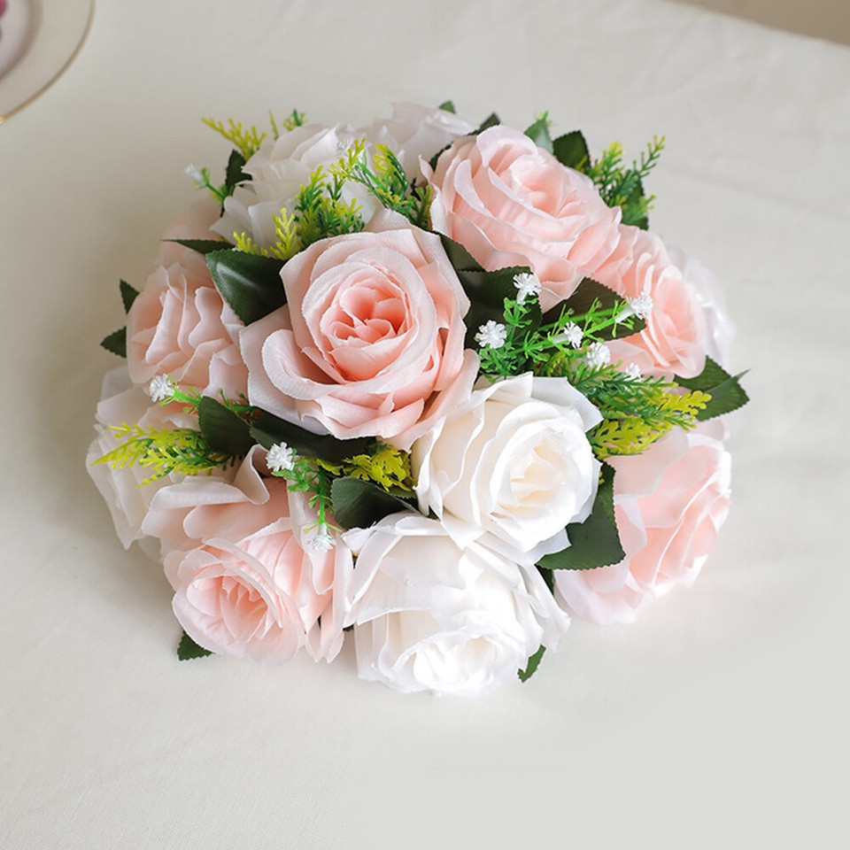 1X Artificial Flower Ball Plastic Base Silk Cloth Flower Bouquets ...
