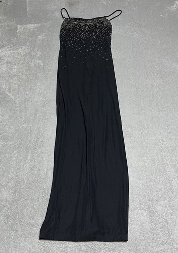 Vintage Per Septions Dress Womens Medium Black Maxi Side Slit 90s ...