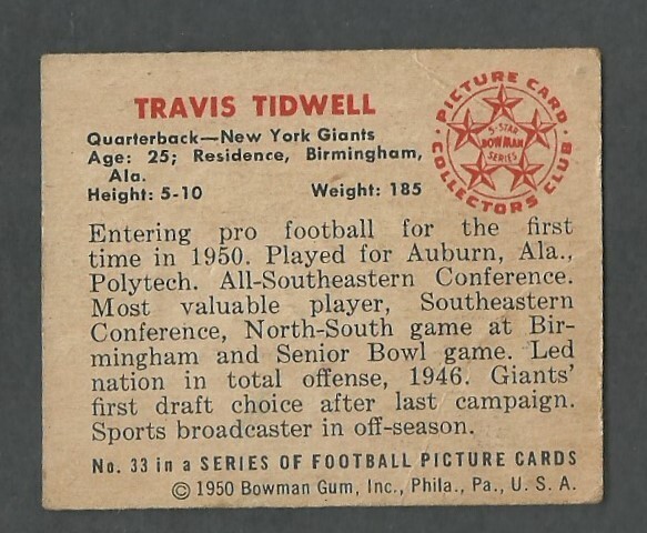 TRAVIS TIDWELL ROOKIE 1950 BOWMAN #133 VG MK | eBay