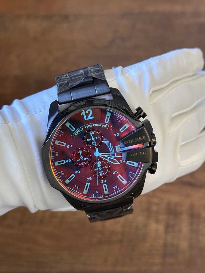 New Diesel DZ4318 Mega Chief Chronograph Dial Black Stainless Steel Men ...