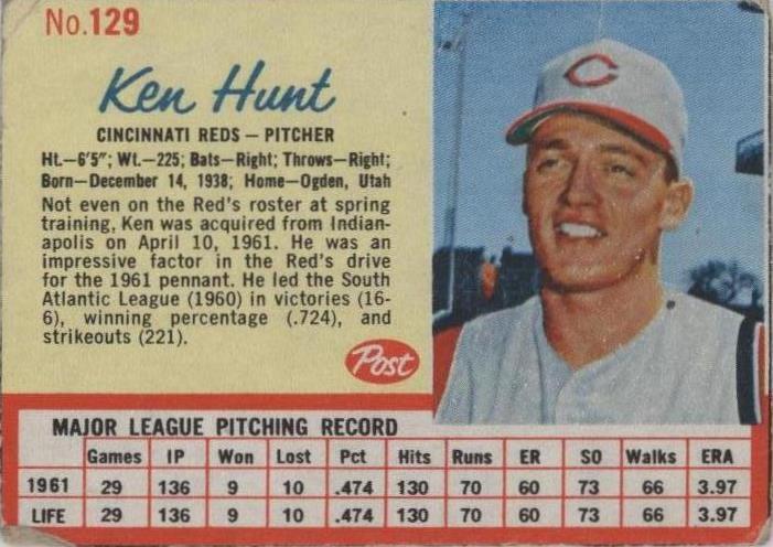 1962 Post - Ken Hunt #129 for sale online | eBay