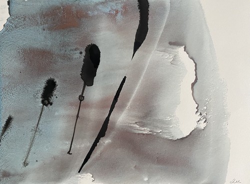 Abstract Mixed Media Ink Watercolor Painting On Paper 11 X 15 ...